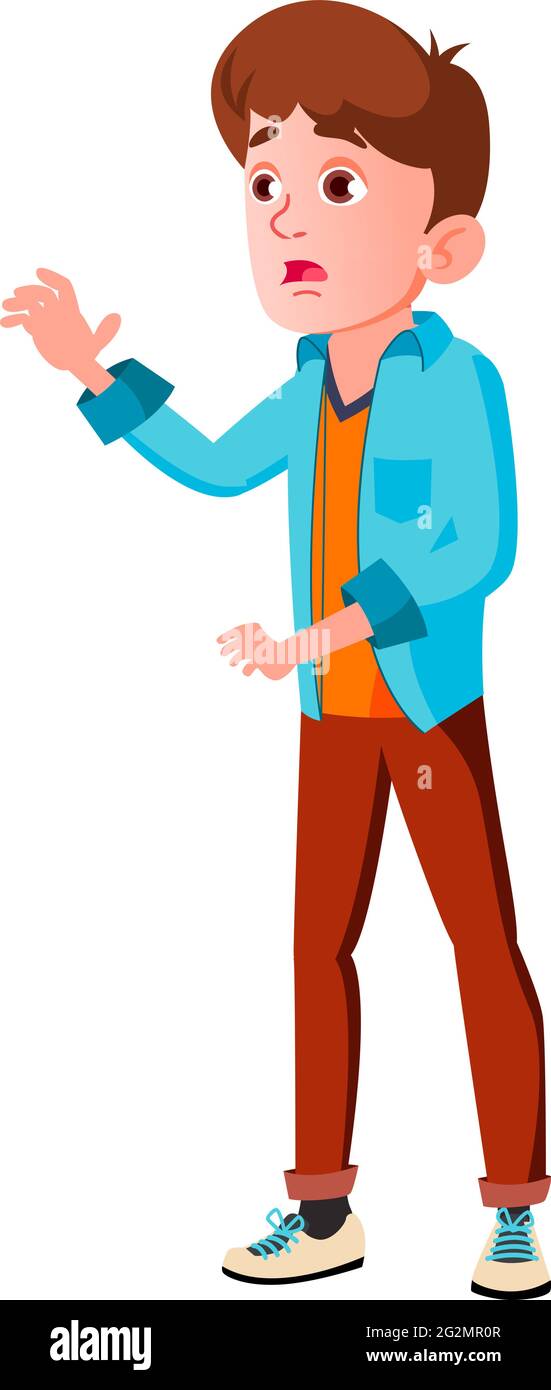 astonished boy teen looking at amazing view on mountain cartoon vector ...