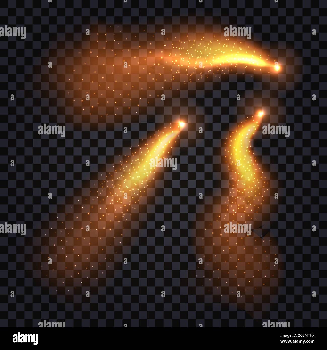 Fire Trails with Light Glowing effect and sparkles glitter. Set of ...