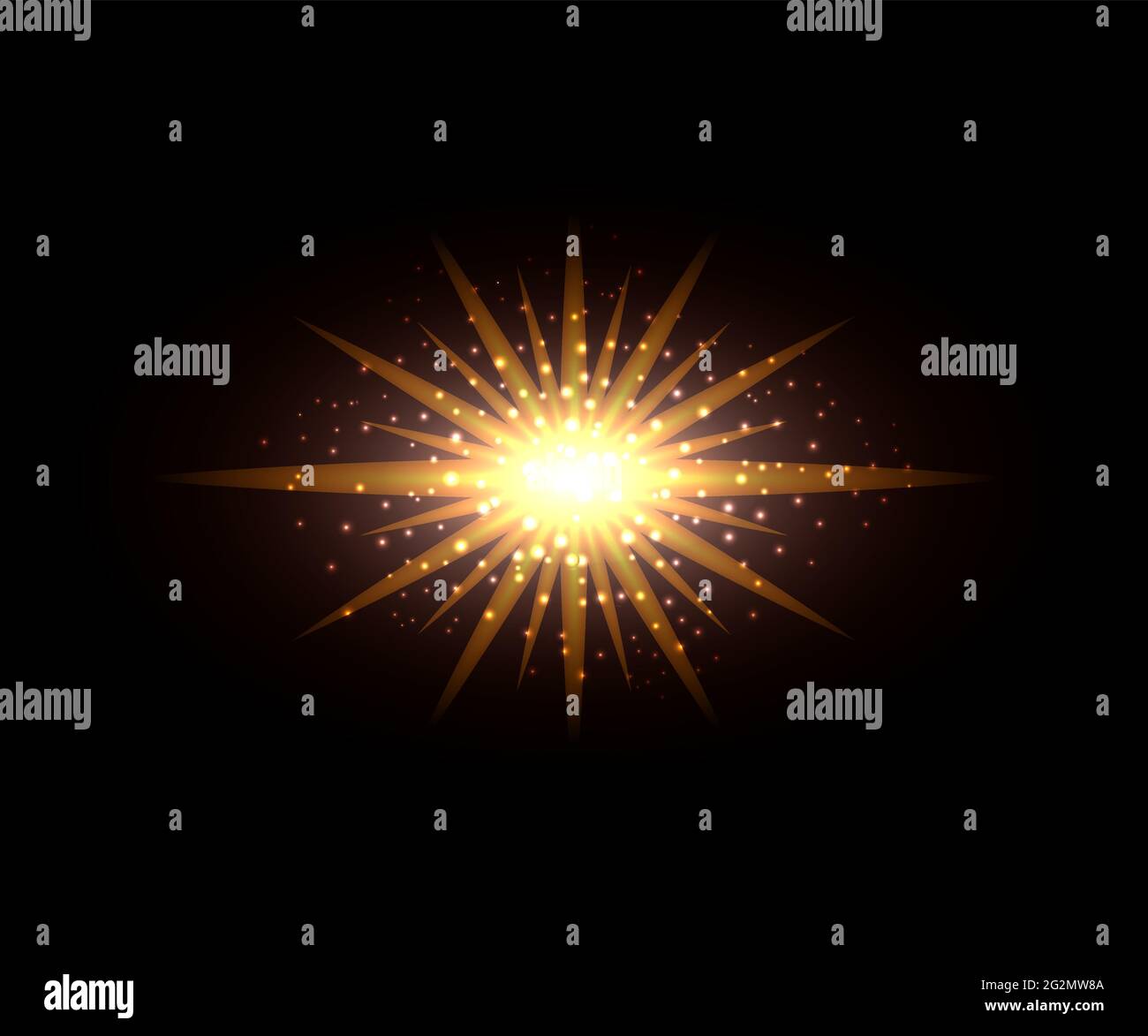 Golden glowing light flash effect isolated. Sun shining flare with ...