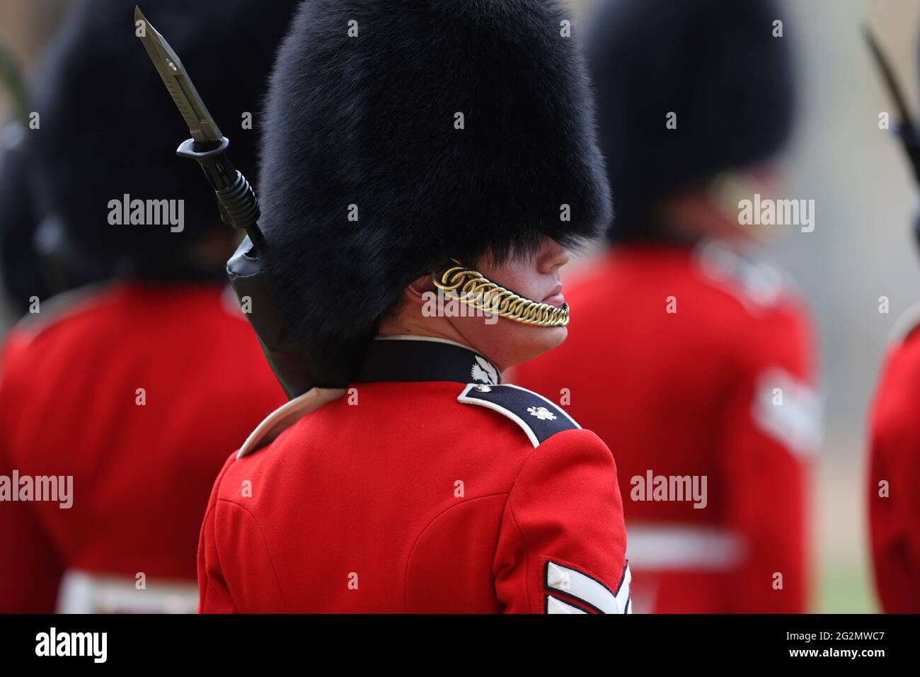 F Company Scots Guards during a ceremony at Windsor Castle in Berkshire ...