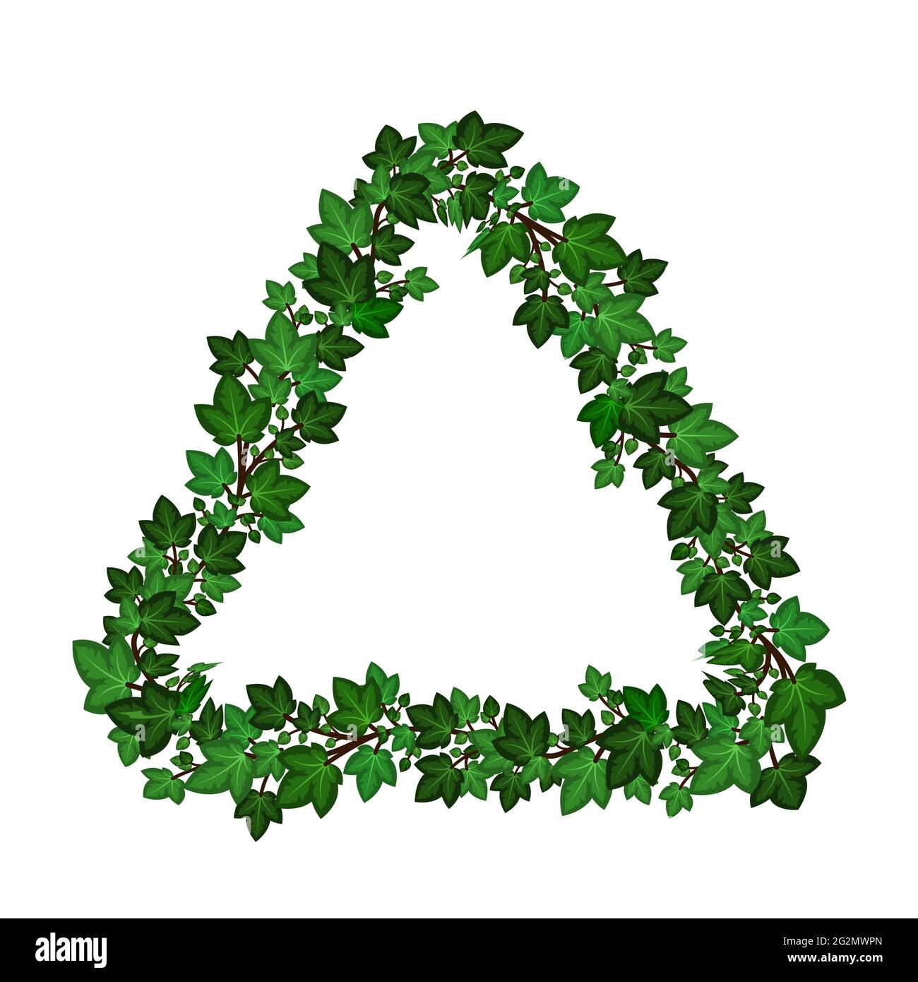 Triangular ivy leaves frame border. Green ivy foliage garland ...