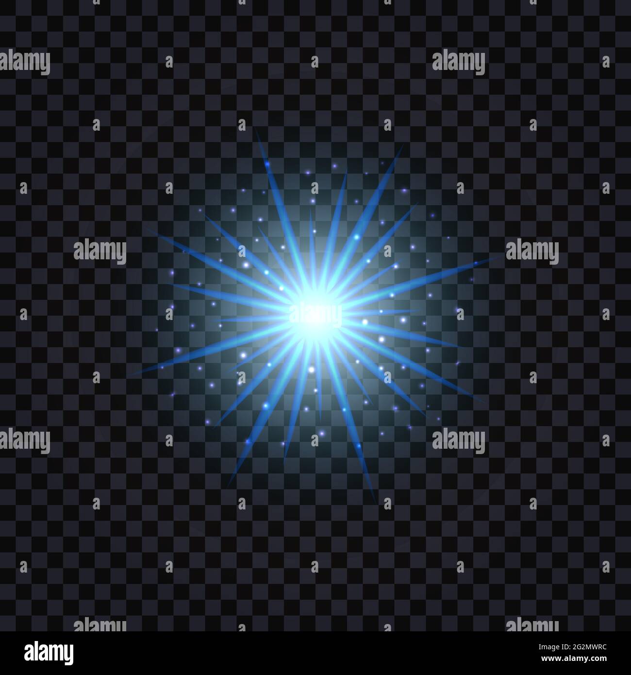 Magic blue light effect. Glowing flare with shiny sparkles. Isolated on ...