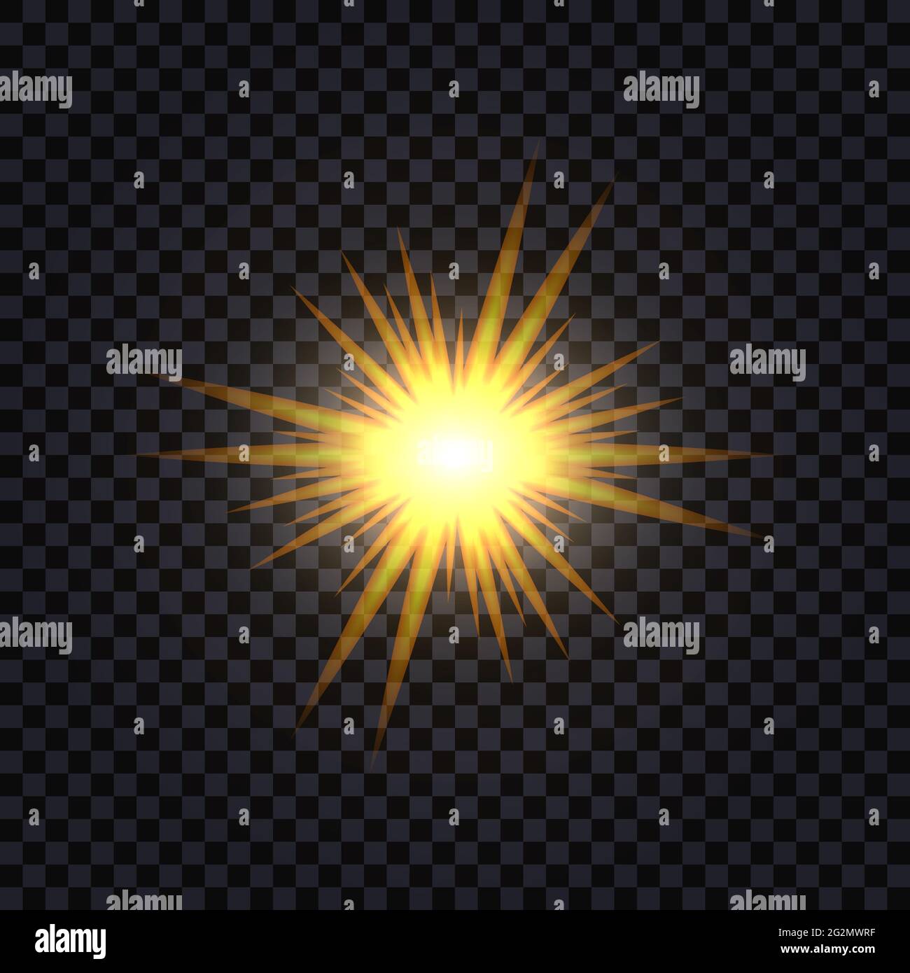 Golden glowing light flash effect isolated. Sun shining flare with ...