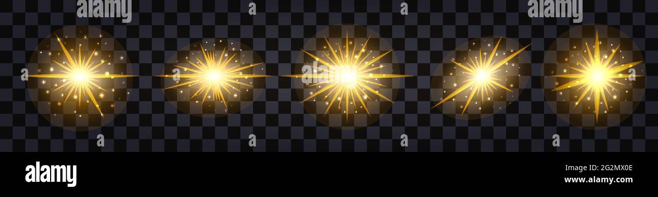 Golden glowing effect with sparkles and light flash. Shihng sun, gold ...