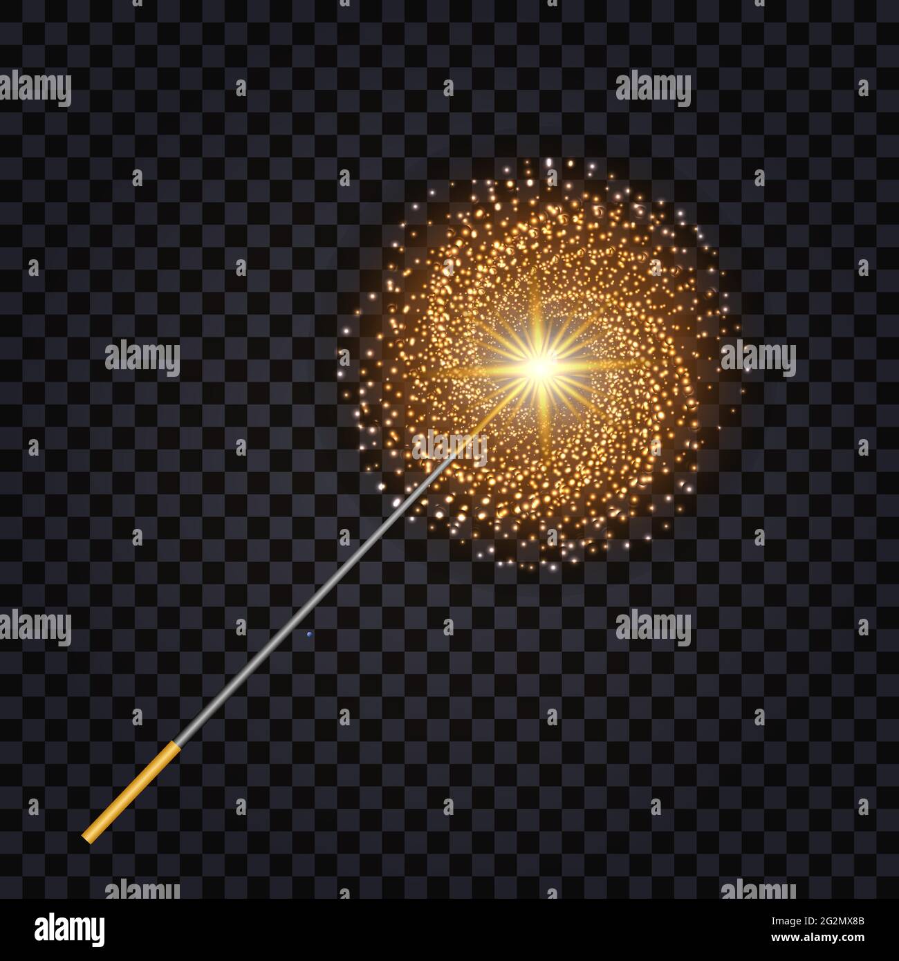 Magic wand isolated with spiral swirl light effect and golden glowing ...