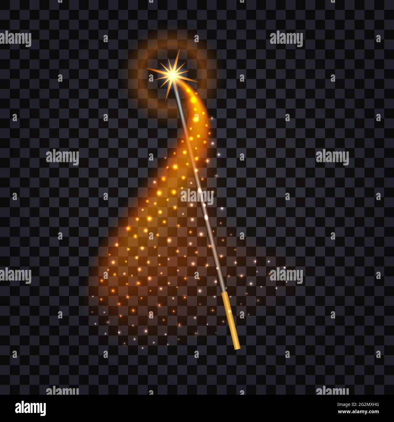 Magic wand with fire trail. Glowing effect with star, shiny sparkles ...