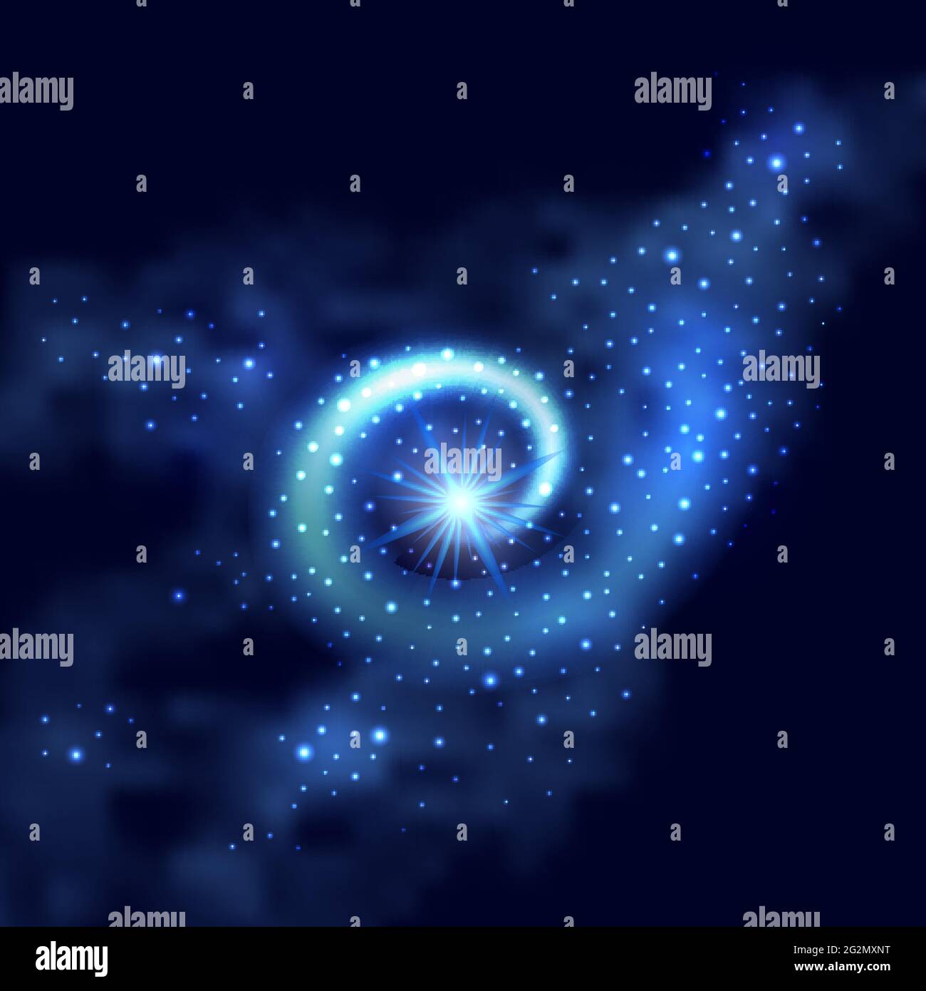 Blue glowing magic swirl with light effect and stardust glitter ...