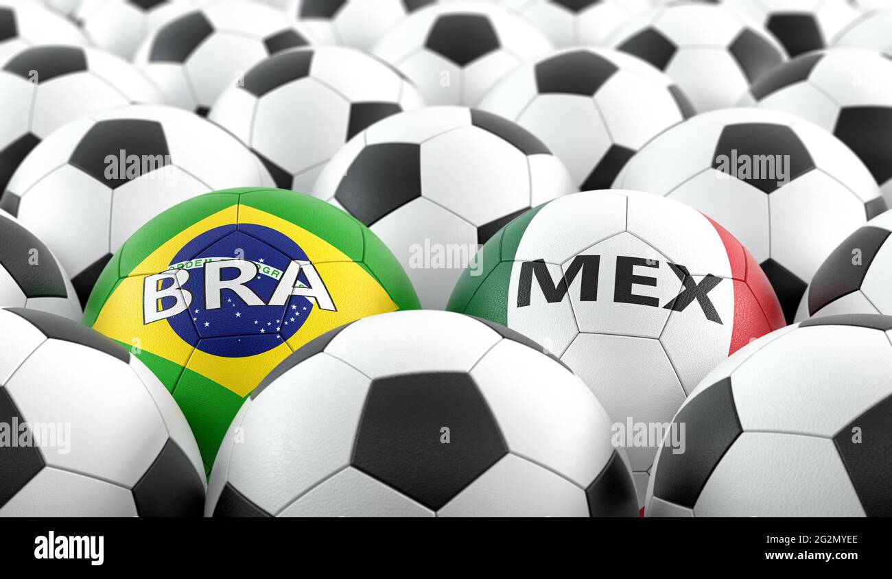 Brazil vs. Mexico Soccer Match - Leather balls in Brazil and Mexico ...