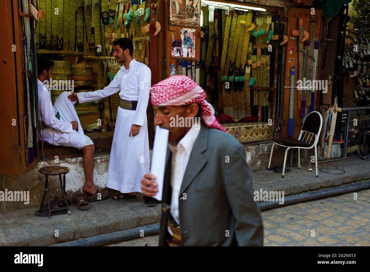 Yemen, Sanaa, souk in the Old Town, Unesco World Heritage Stock Photo ...