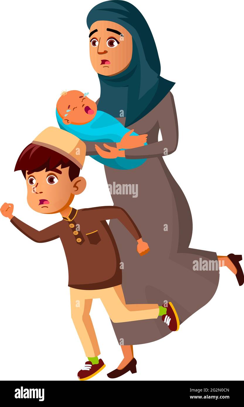 woman with children running after bus cartoon vector Stock Vector Image ...
