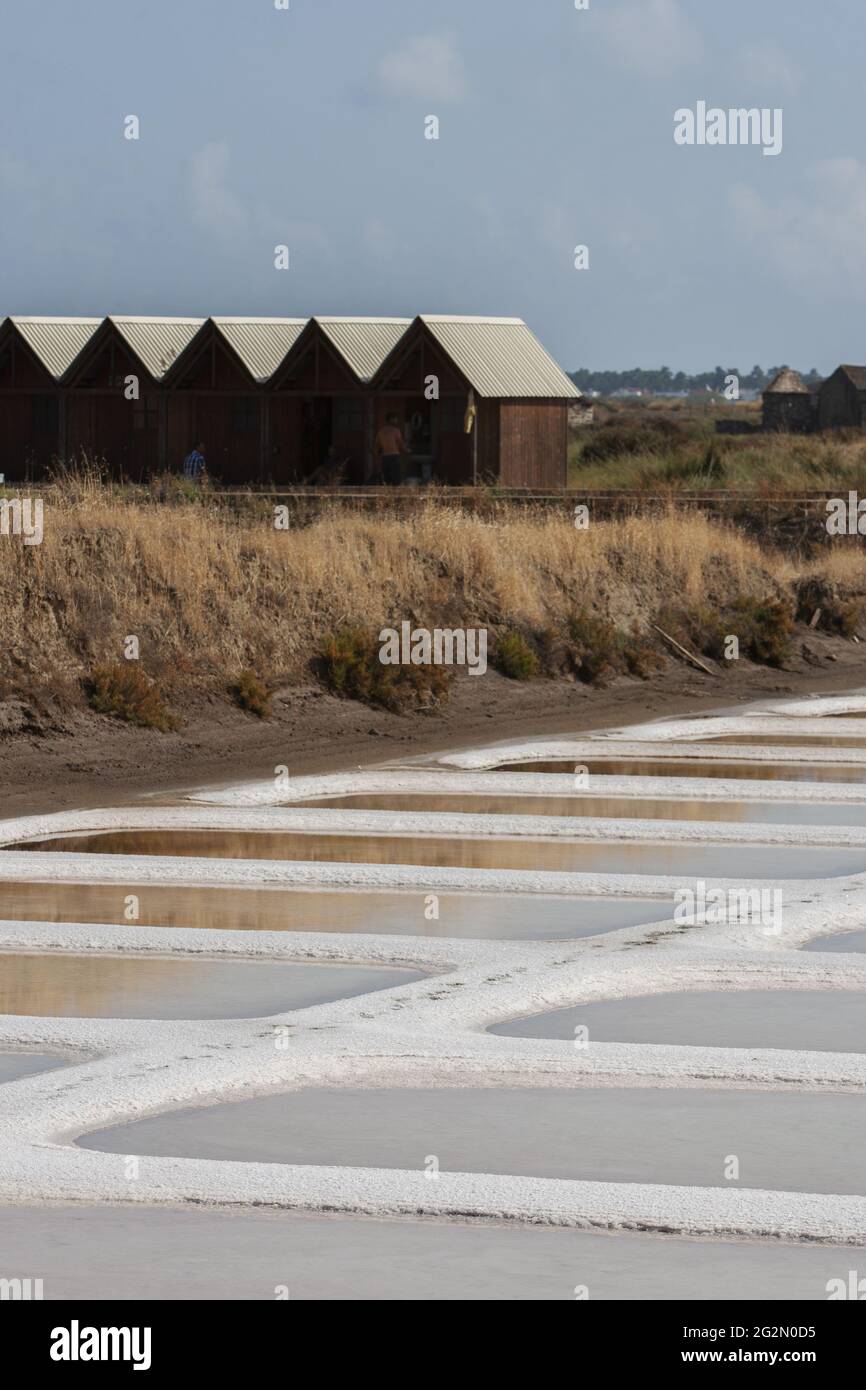 Vertical shot of salt flats in Castro Marim, Algarve, Portugal during ...