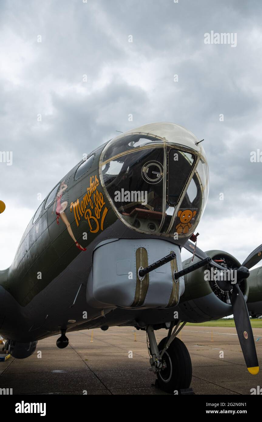 Duxford England May 2021 Close view of the Sally B bomber, boeing 17 ...
