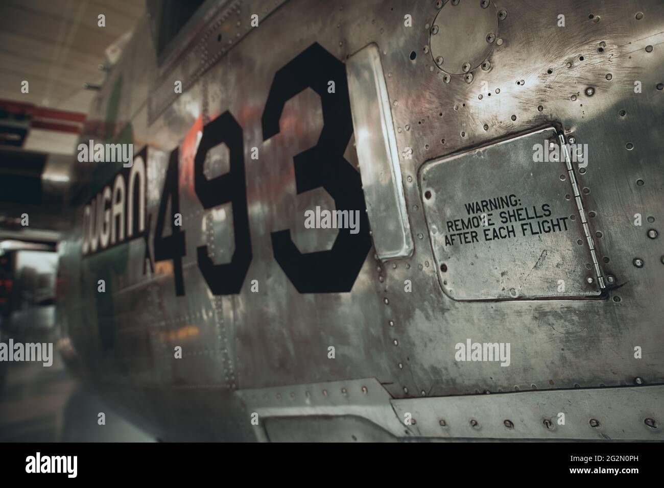 Duxford England May 2021 Warning sign on the side of a US fighter ...