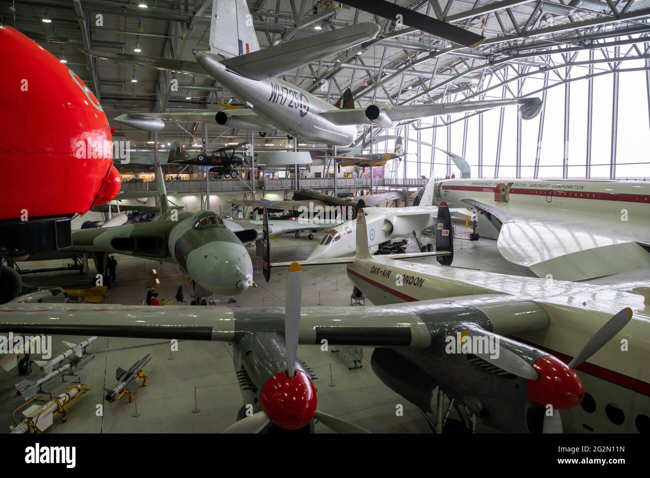 Duxford England May 2021 The view inside one of the hangers of the ...