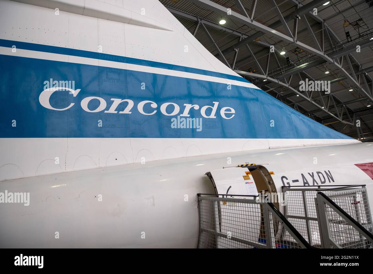 Duxford England May 2021 Tail of the famous Concorde airplane, retired ...