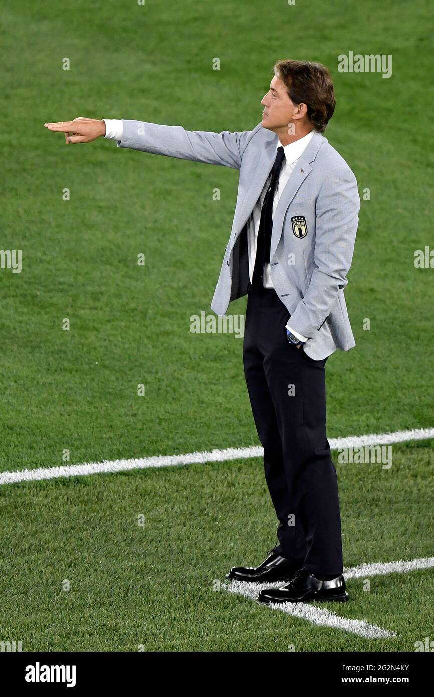 Roberto Mancini coach of Italy reacts during the Uefa Euro 2020 Group ...