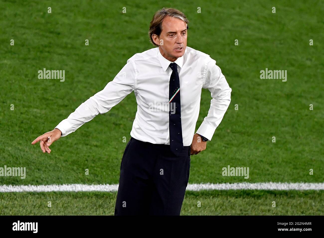 Roberto Mancini coach of Italy reacts during the Uefa Euro 2020 Group ...