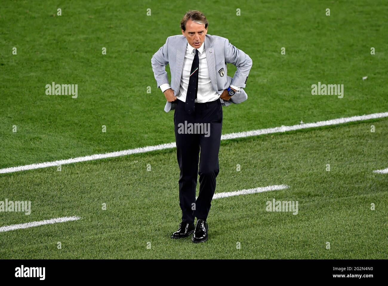 Roberto Mancini coach of Italy reacts during the Uefa Euro 2020 Group ...
