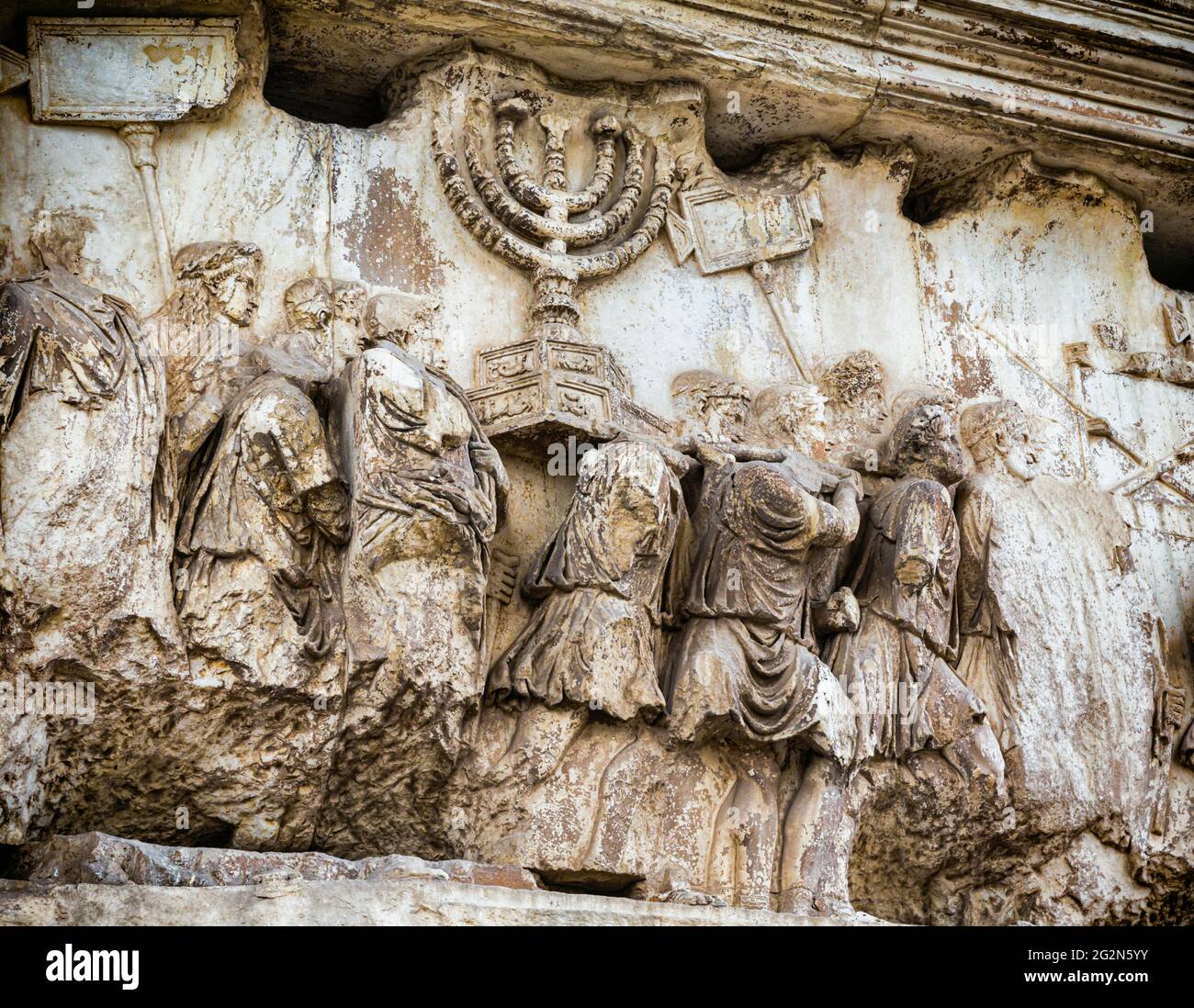 Rome, Italy. The procession panel on the Arch of Titus in the Roman ...