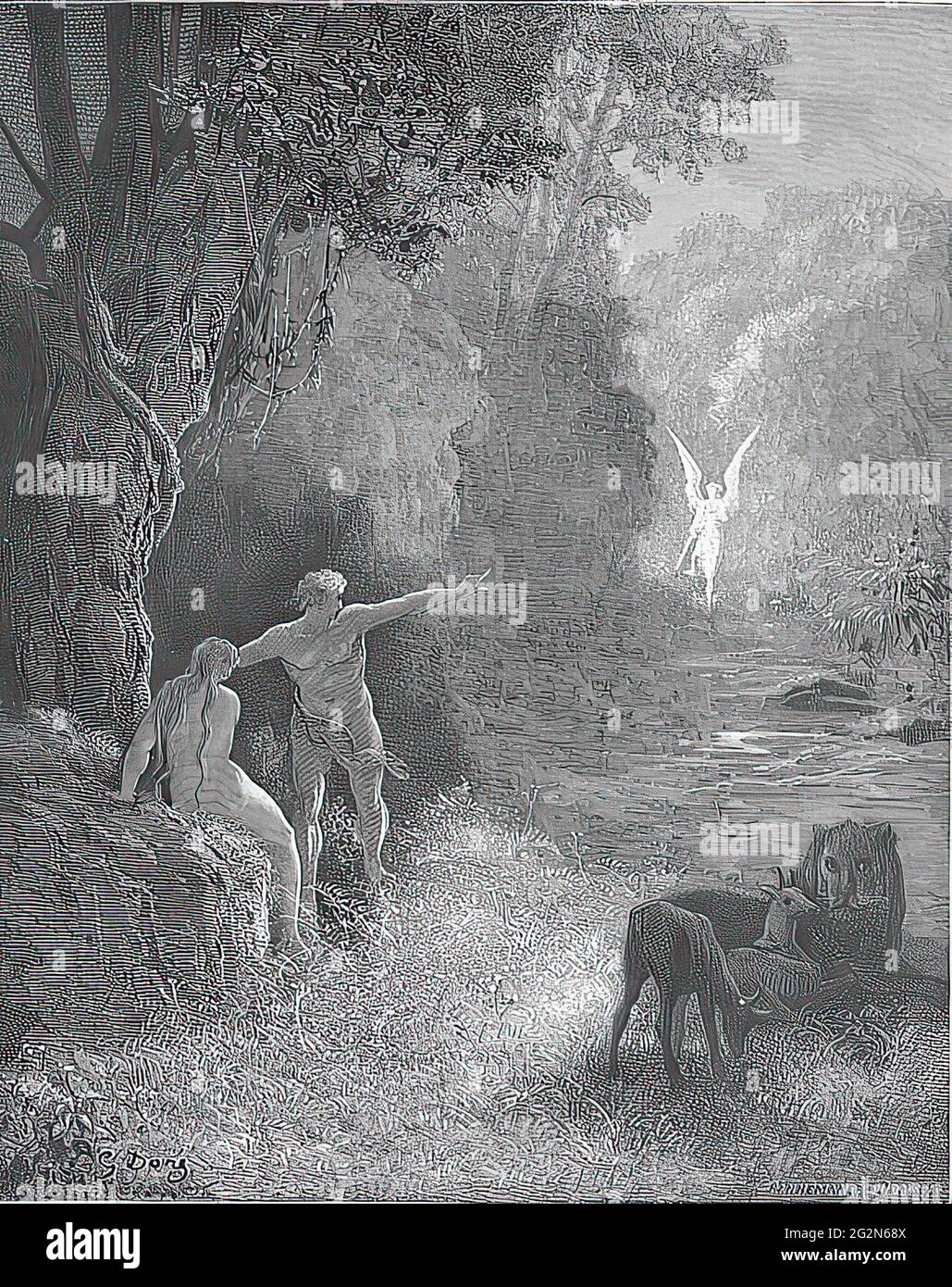 Gustave Doré - Eastward Amoung Those Trees What Glorious Shape Comes ...