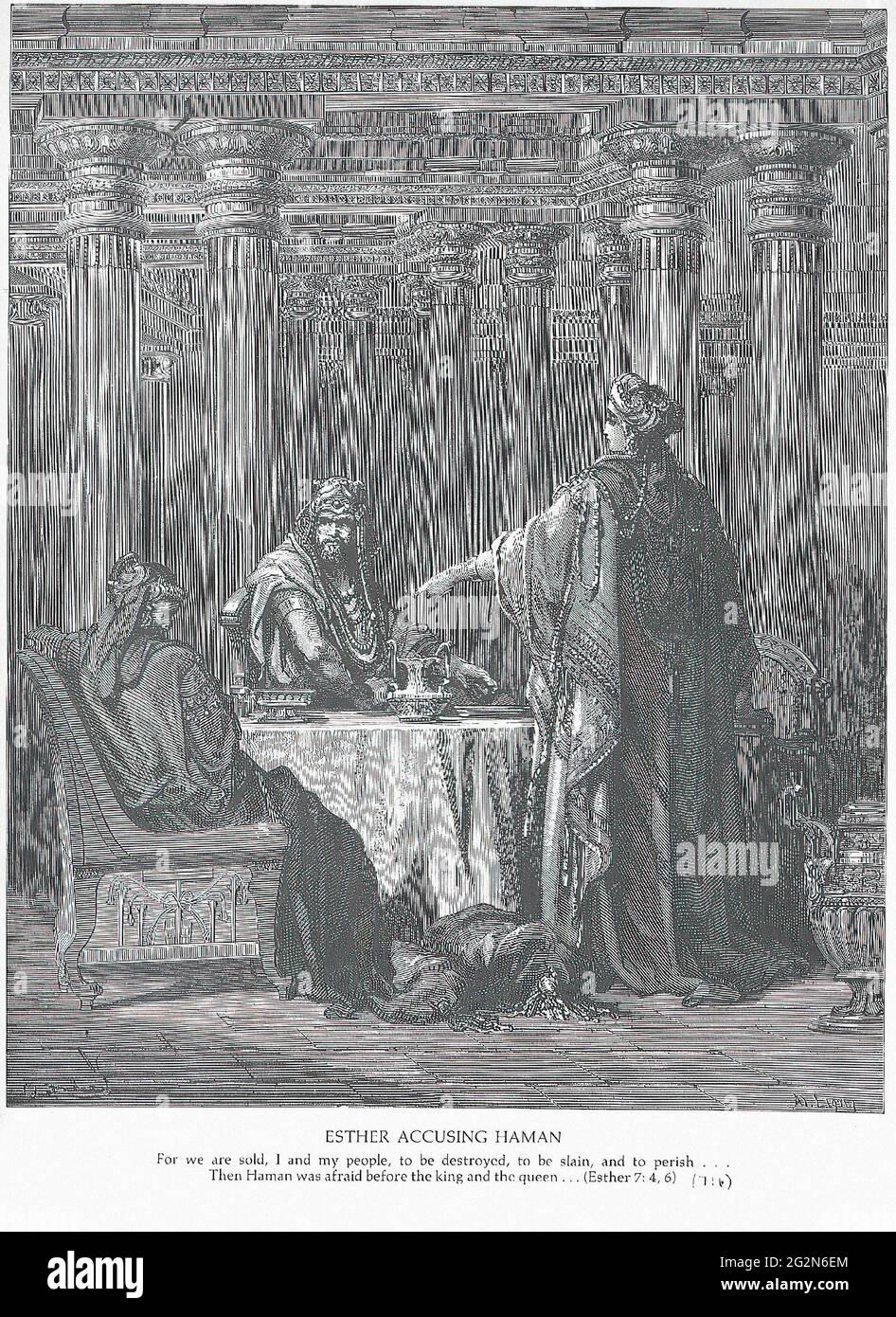 Gustave Doré - Esther Accuses Haman Stock Photo - Alamy