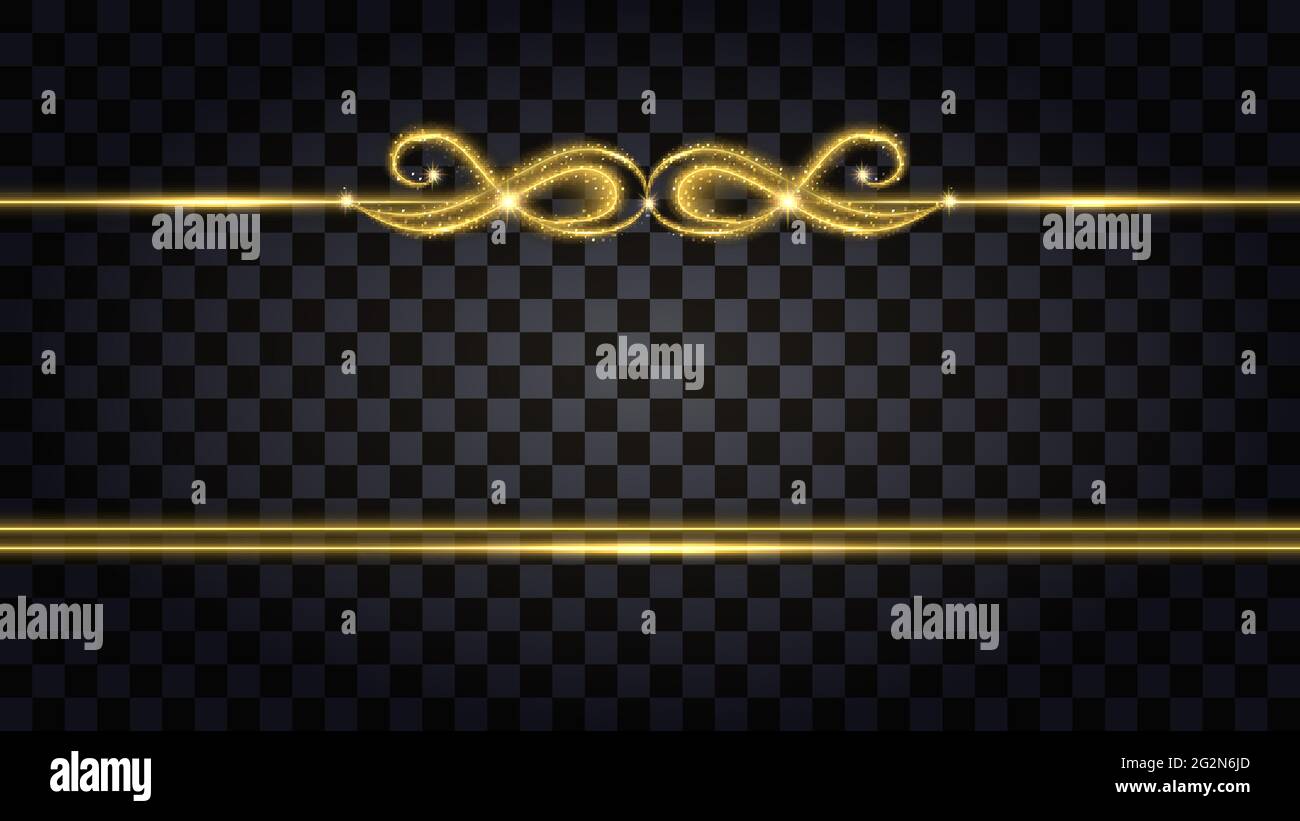 Gold borders with glowing glitter effect. Design element isolated on ...