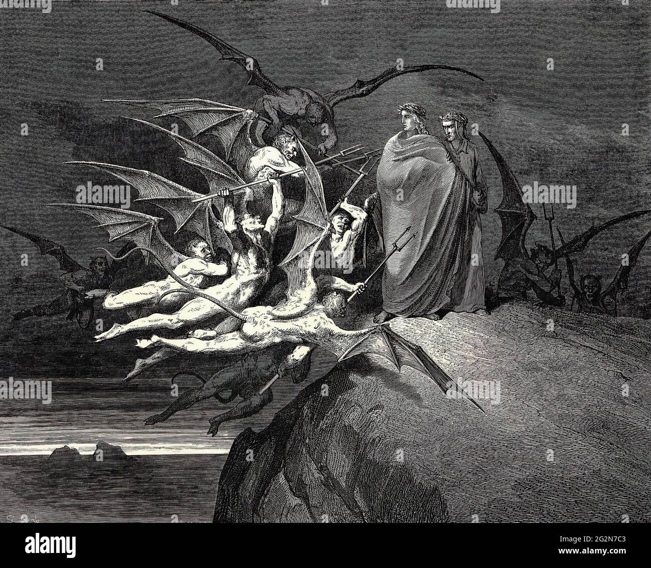 Gustave Doré - Inferno Canto 21 1 Stock Photo - Alamy