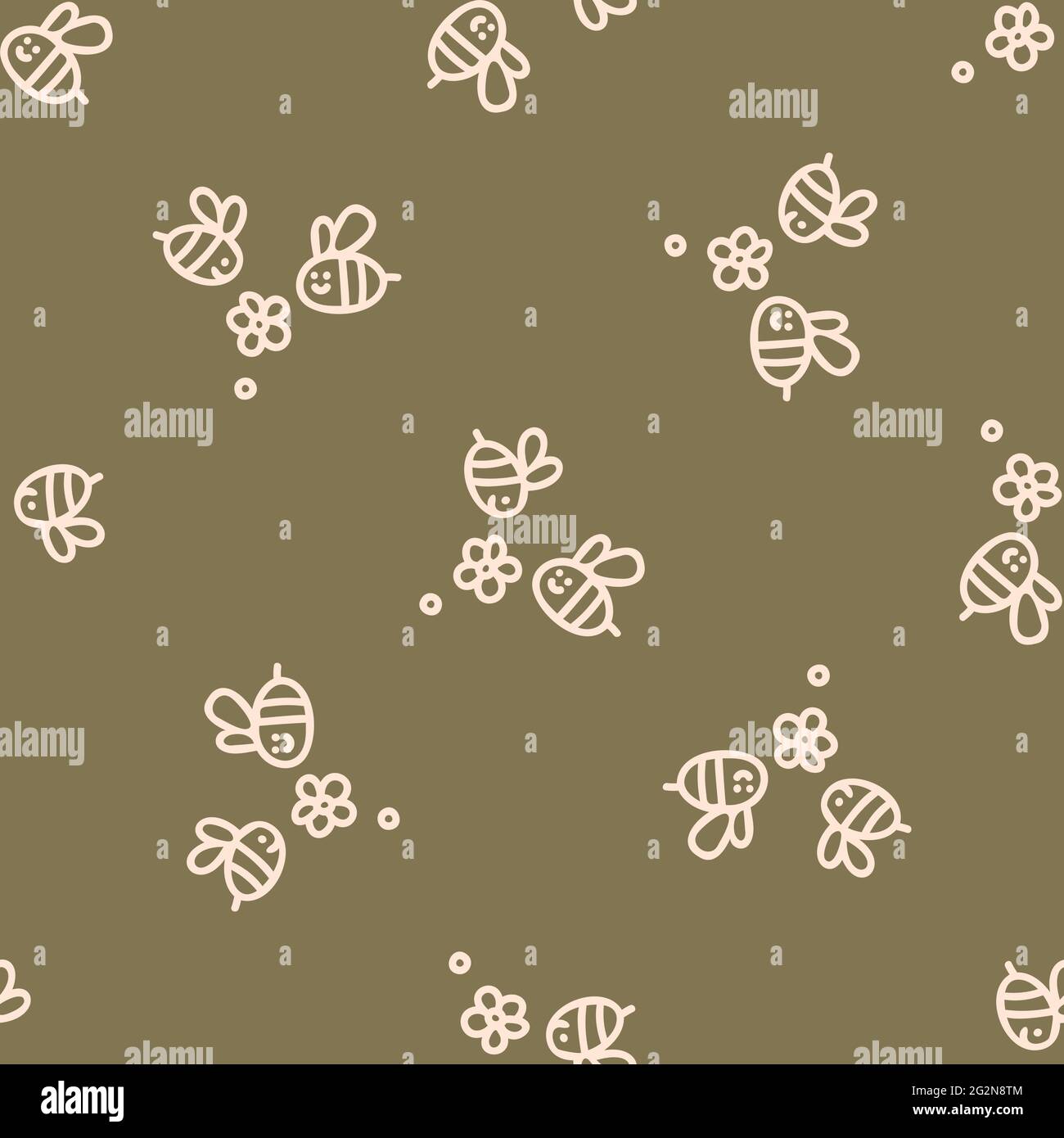 Seamless background bee gender neutral pattern. Whimsical minimal ...