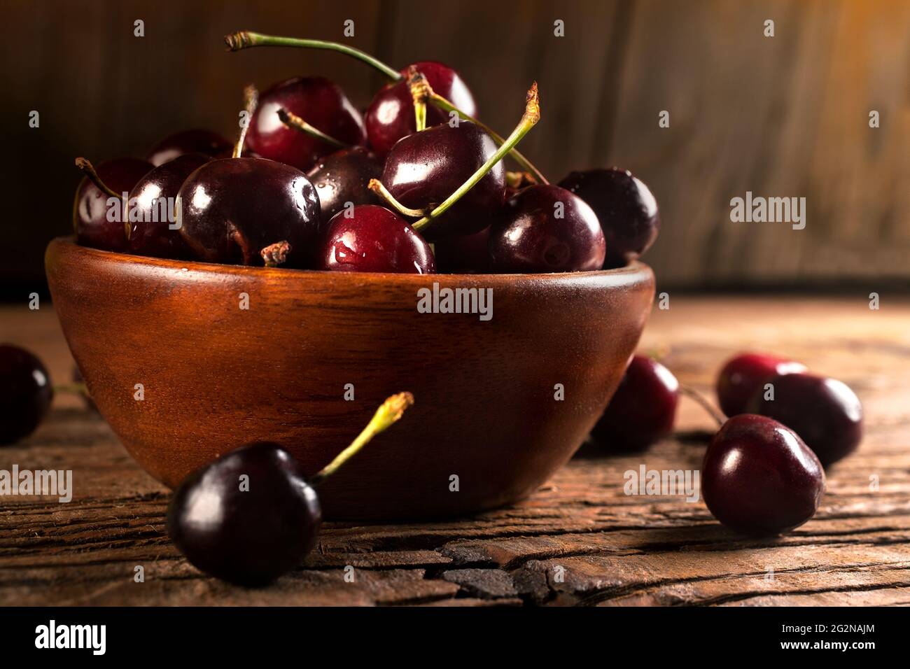 Fresh organic cherries harvested in a home orchard, the concept of ...