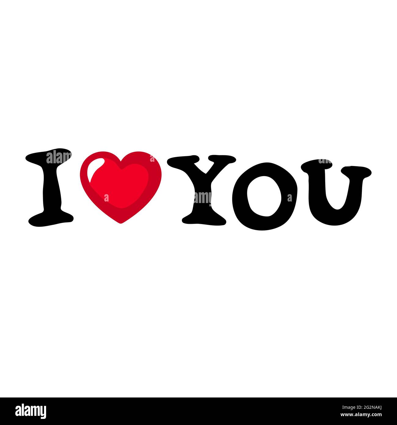 I love you Hand drawn vector inscription with a heart. St. Valentine's ...