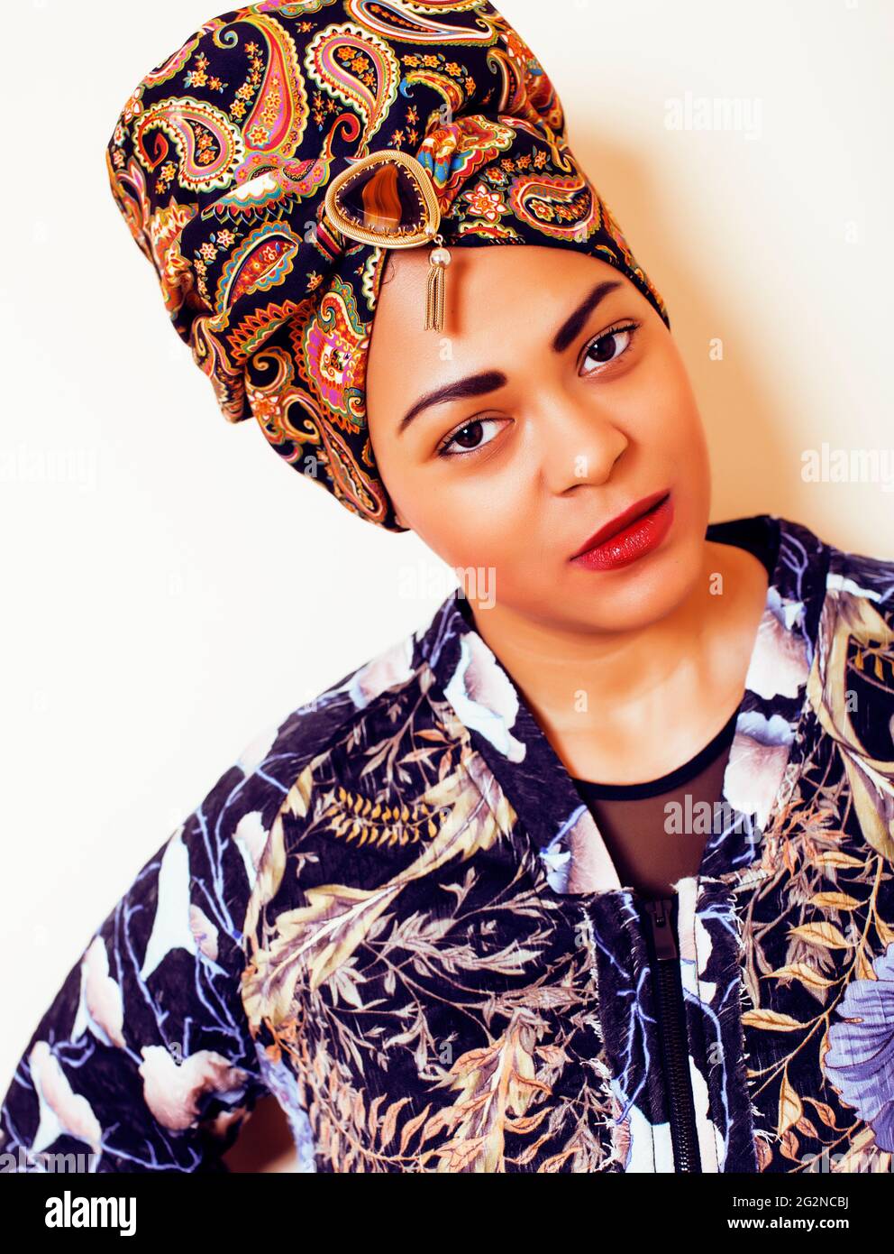 young pretty african american woman isolated on white background happy ...