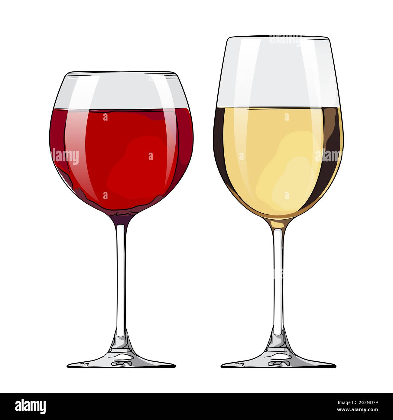 Red and white wine glasses. Vector illustration Stock Vector Image ...