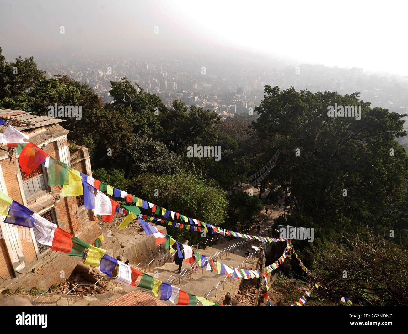 Stairs way for nepali people and foreign traveler walking up to ...