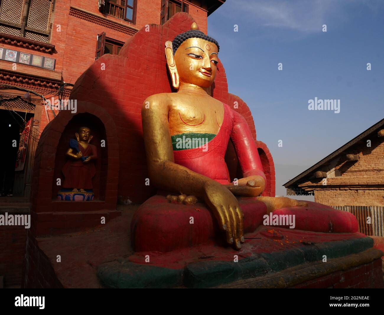 Buddha statue nepalese style at Swayambhunath pagoda or Swayambu chedi ...