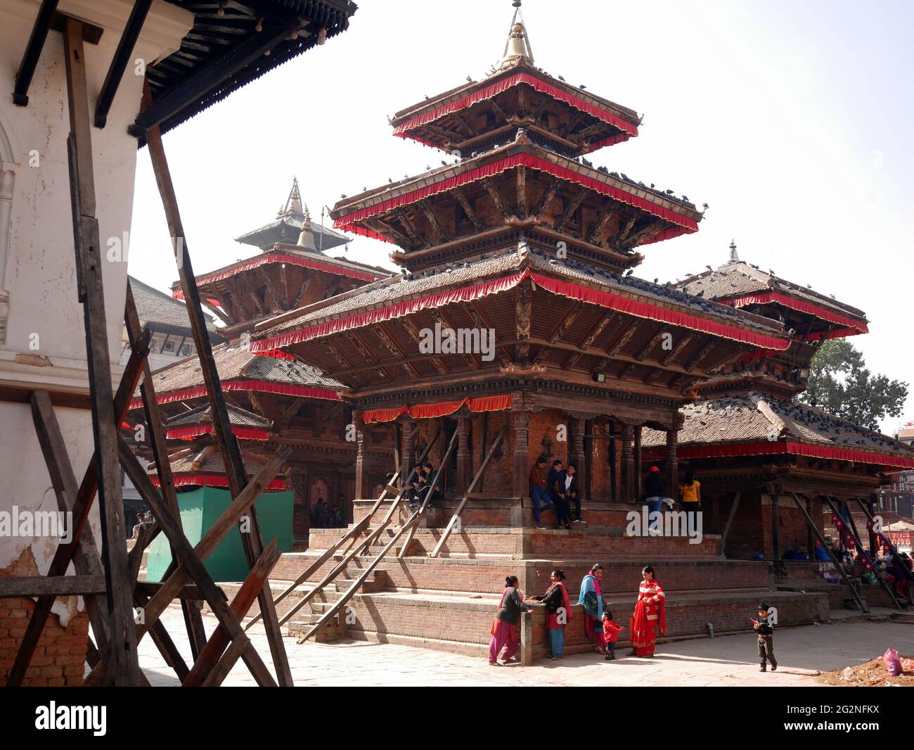 Nepali people and foreign travelers walking travel visit ancient ruins ...