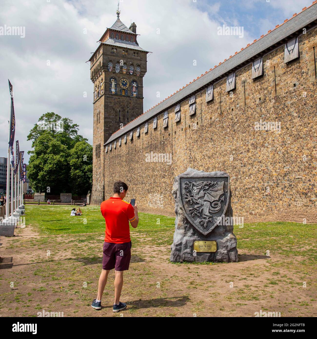 A Wales football fan photographs the Welsh dragon football crest ...