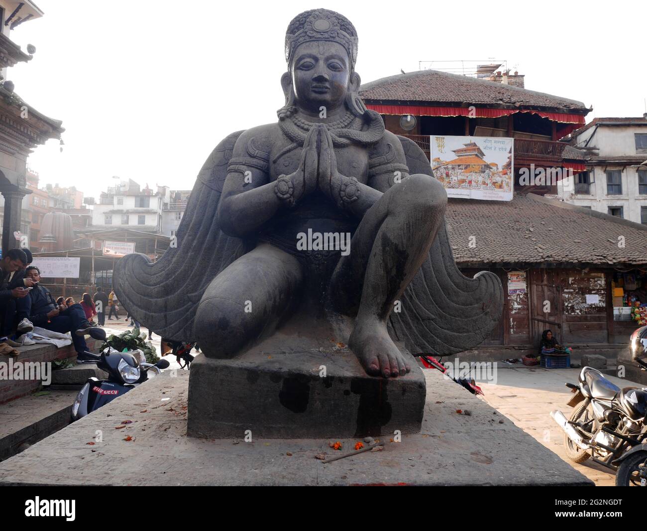 Sculpture carving stone figure deity angel guardian for nepalese people ...