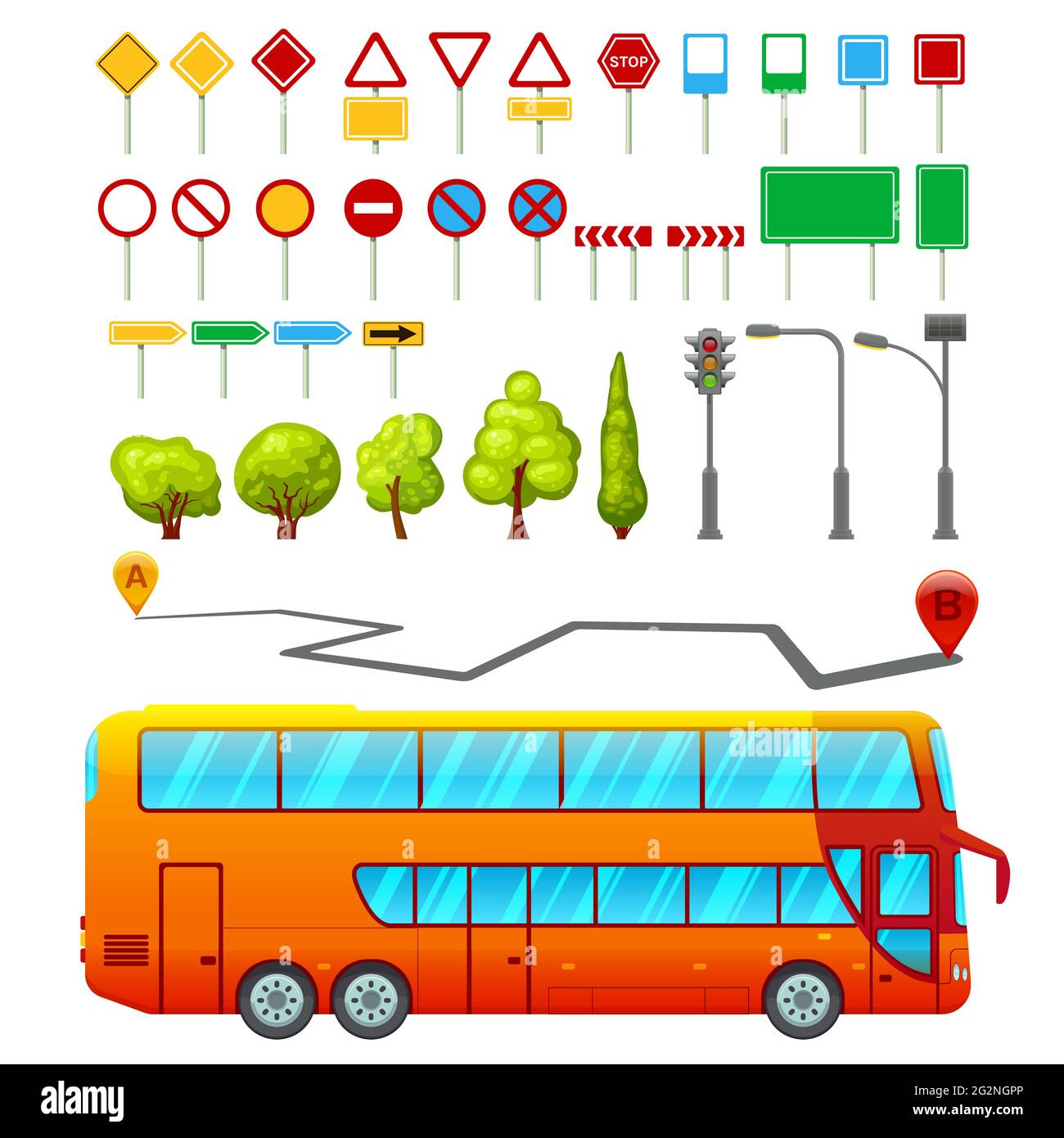 Road Sign Pole Bus Stop Stock Vector Images - Alamy