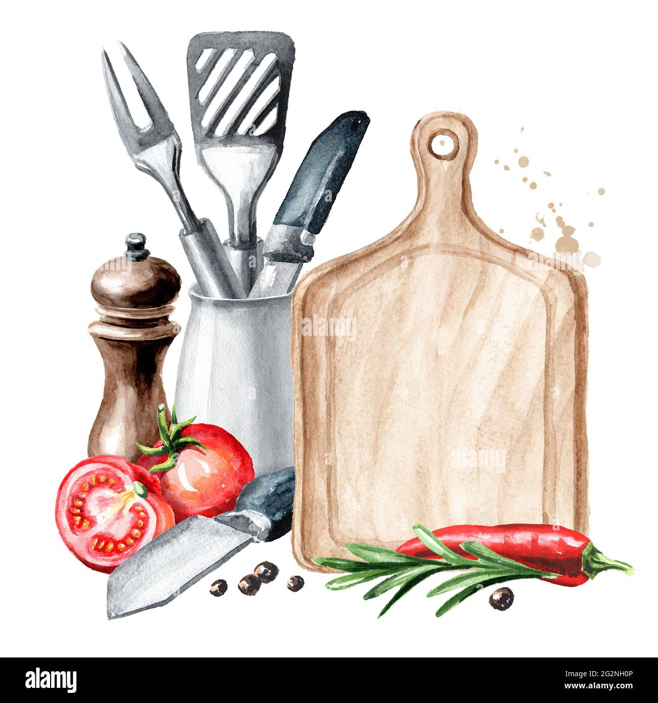 Cookig concept template. Wooden cutting board with copy space and ...