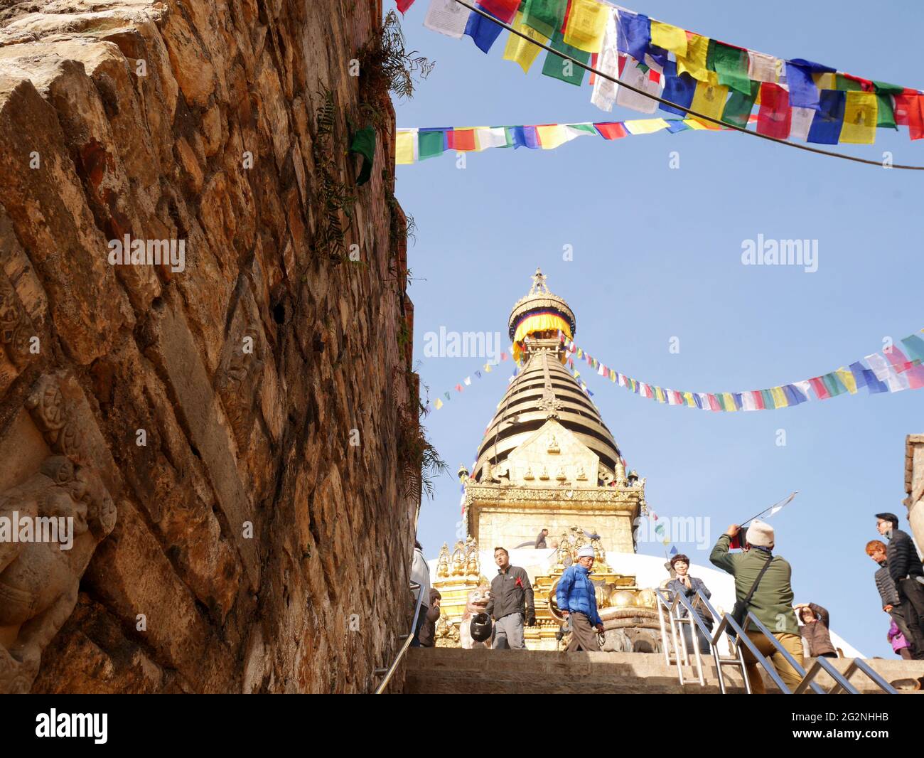 Swayambhunath pagoda or Swayambu chedi or Swoyambhu stupa or Monkey ...