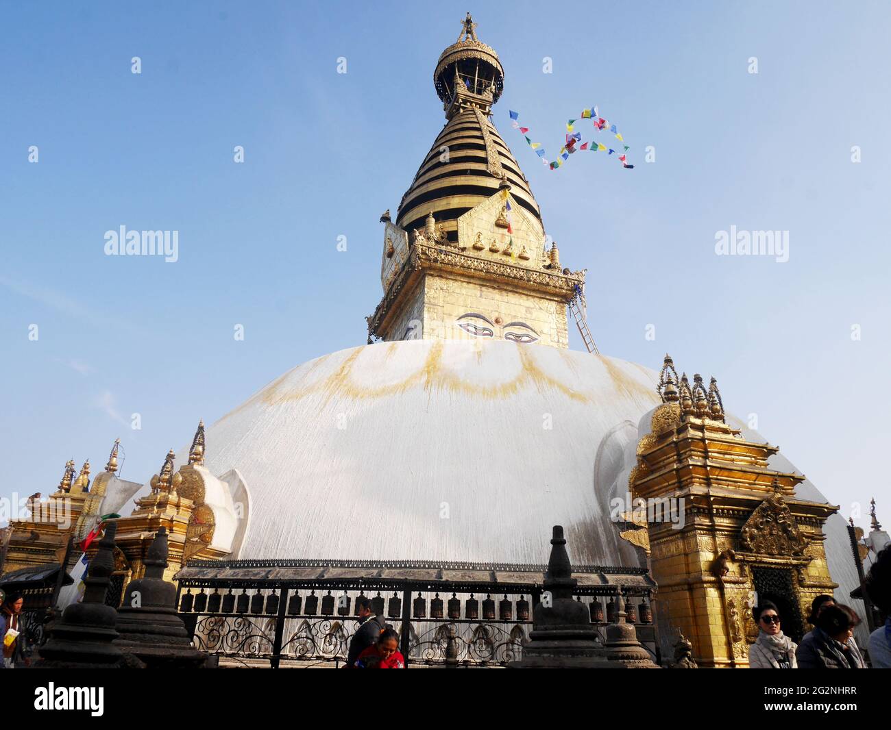 Swayambhunath pagoda or Swayambu chedi or Swoyambhu stupa or Monkey ...