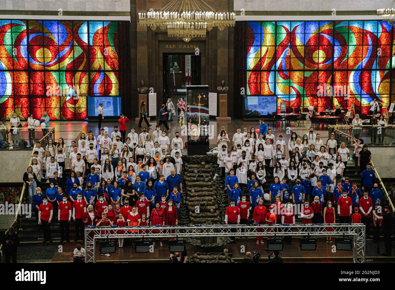 Moscow, Russia. 12th June, 2021. People wearing the tricolor T-shirts ...