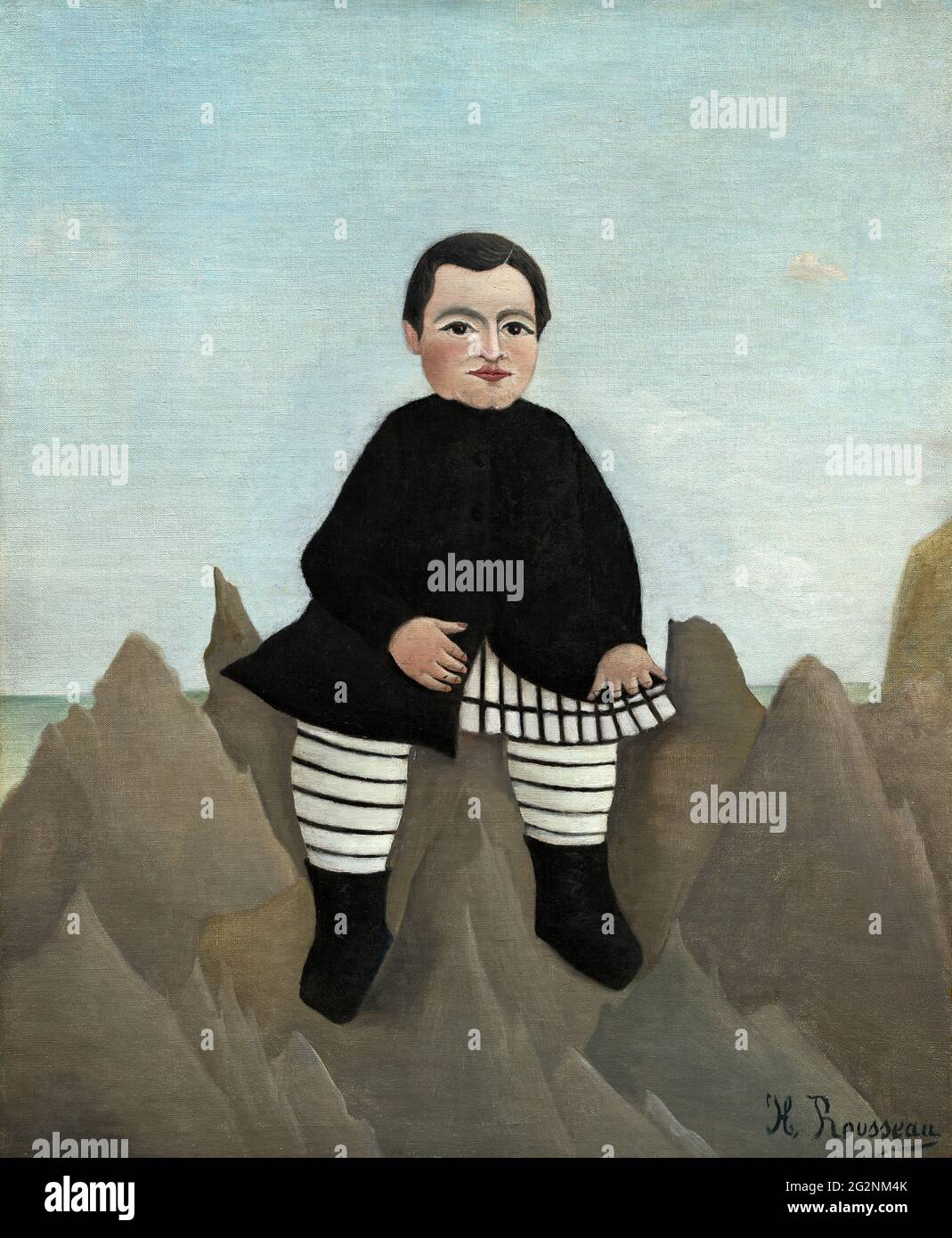 Henri Rousseau a.K.a Le Douanier Rousseau - Boy on the Rocks Stock ...