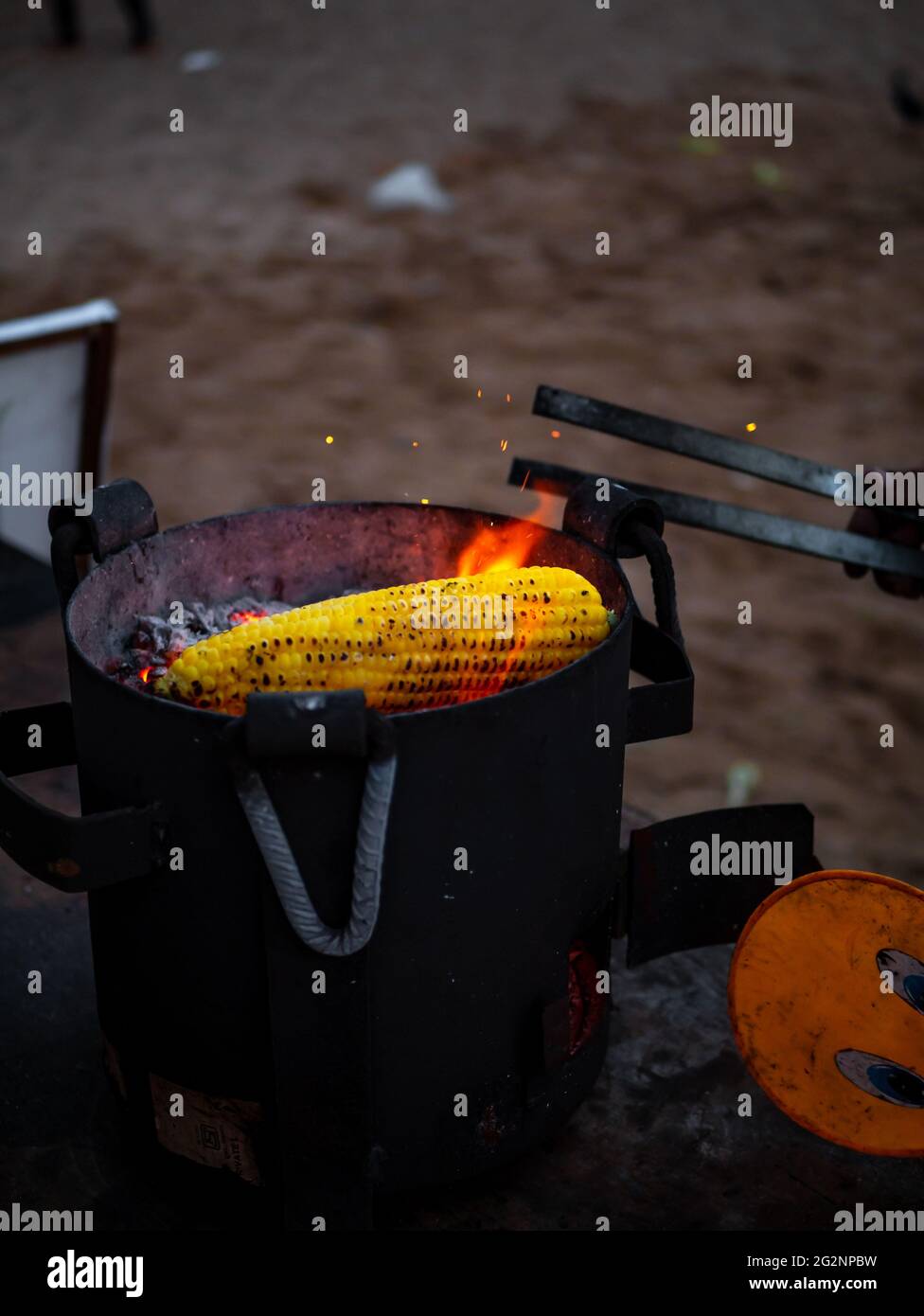 Sweet corn on Charcoal with Selective focusing. Delicious Snacks ...