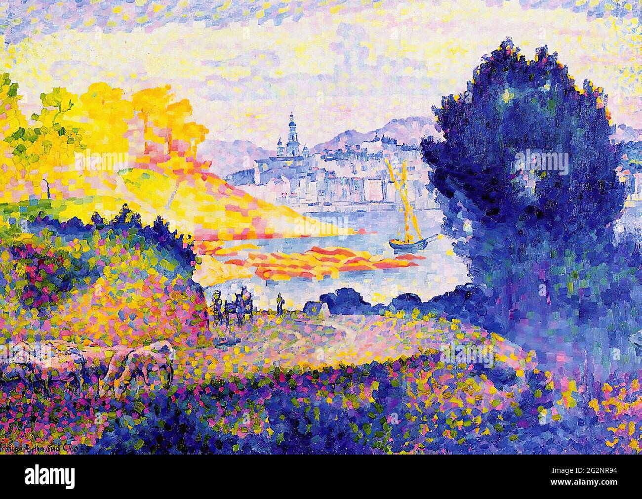 Henri-Edmond Cross (1856-1910) - View Menton 1902 Stock Photo - Alamy