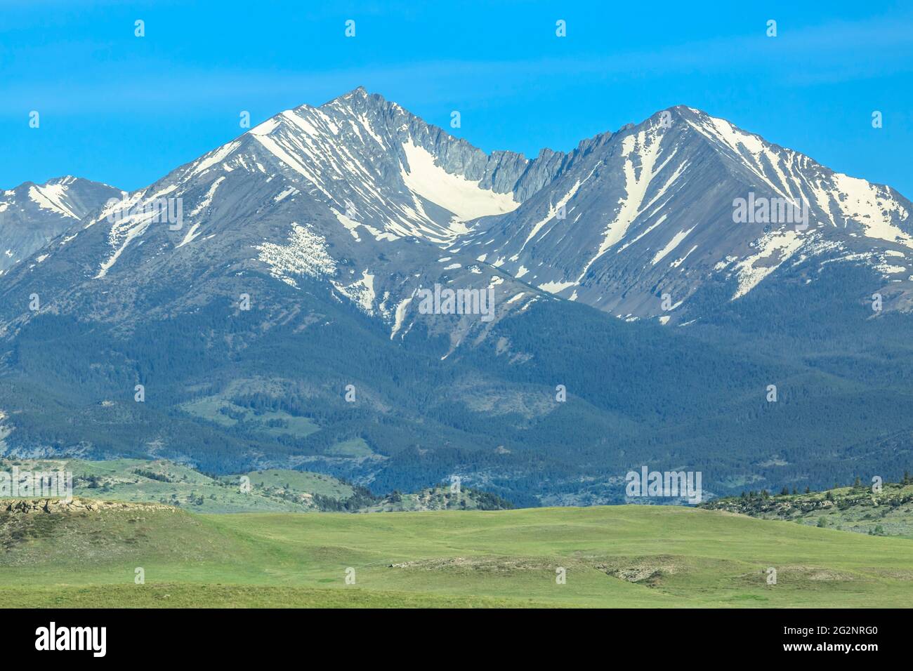 crazy mountains above prairie near big timber, montana Stock Photo - Alamy