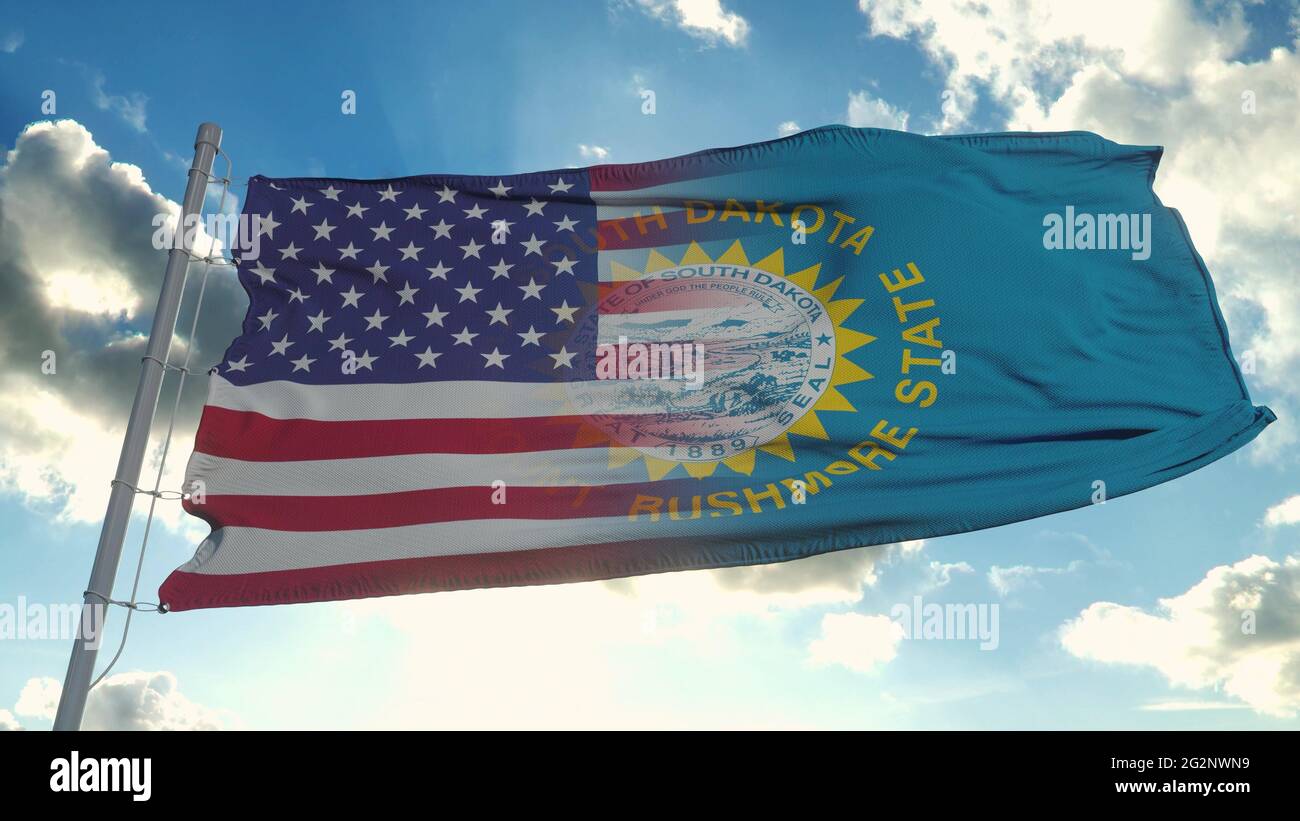 Flag of USA and South Dakota state. USA and South Dakota Mixed Flag ...