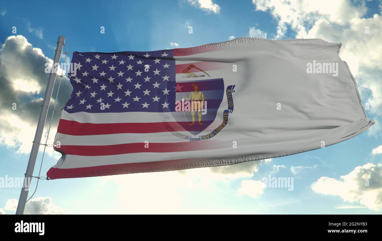 Usa massachusetts mixed flag waving hi-res stock photography and images ...