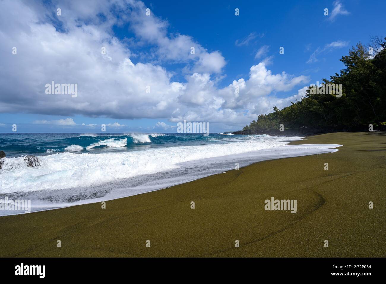 Lava sand beach Stock Photo - Alamy