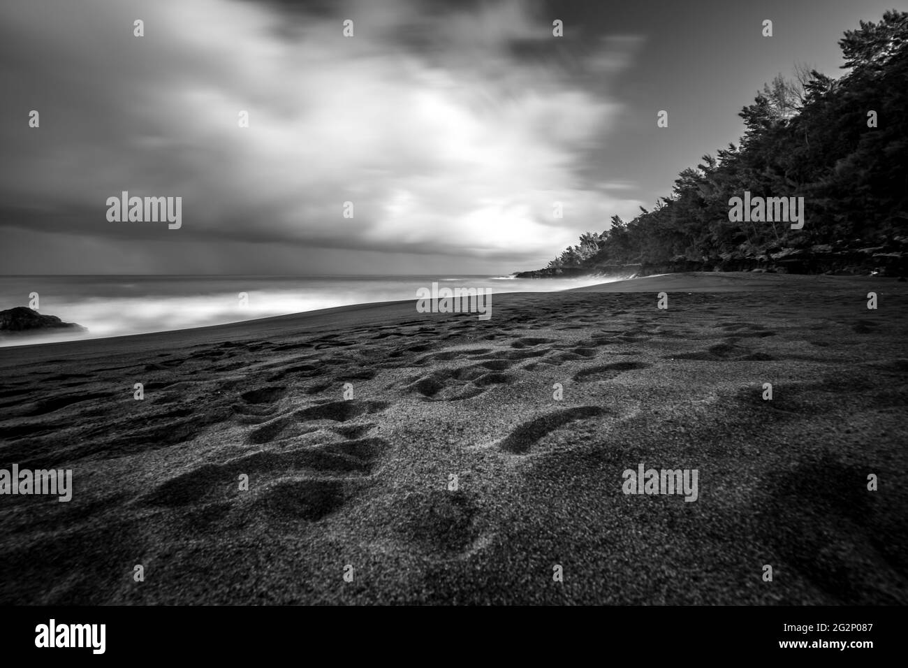 Lava sand beach Stock Photo - Alamy